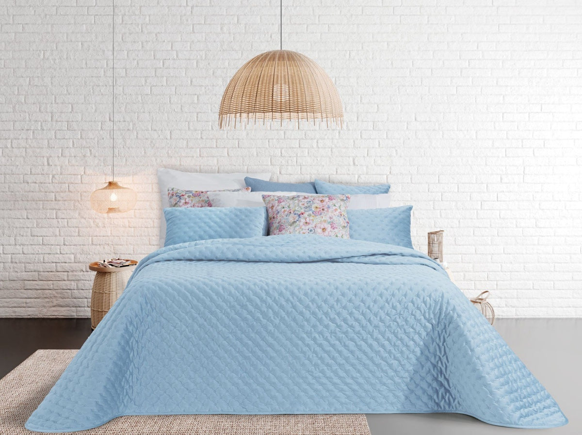 Colcha de Veludo Thunder Azul Claro